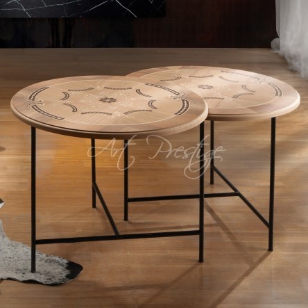 Round tables with Verona inlay on iron legs - Art Prestige – Luxury ...